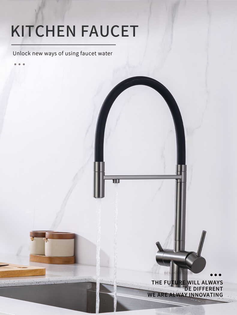 Stainless Steel Kitchen Sink Faucet with Water Purifier Pull Out Hot ...
