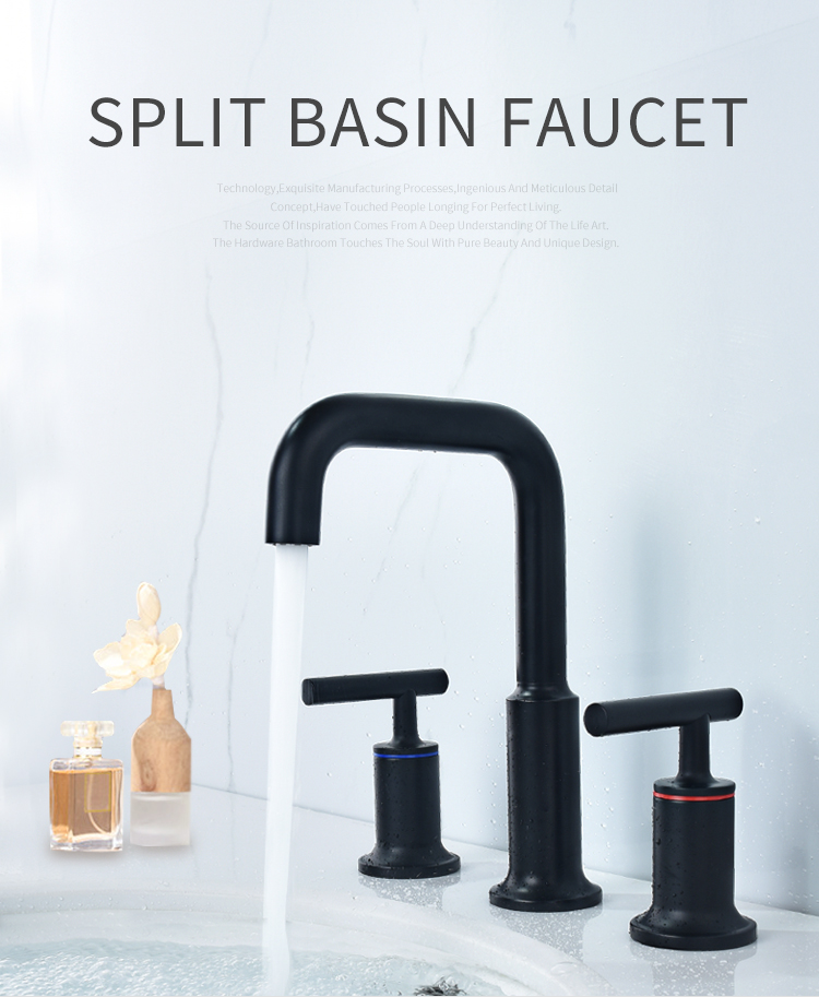 European Style Three Hole Basin Faucet Double Handle Hot and Cold ...