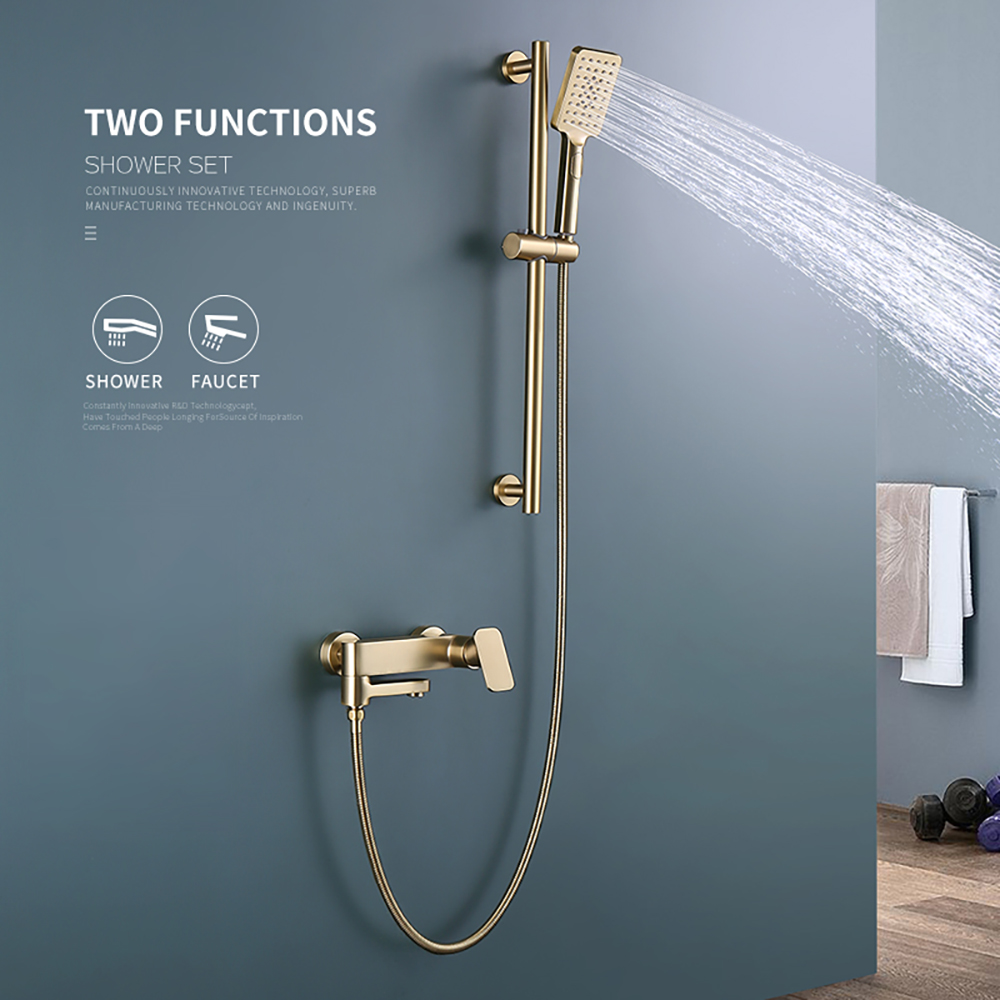 Brass Bathtub Faucet Wall-mounted Hot and Cold Hotel Home Shower Set ...