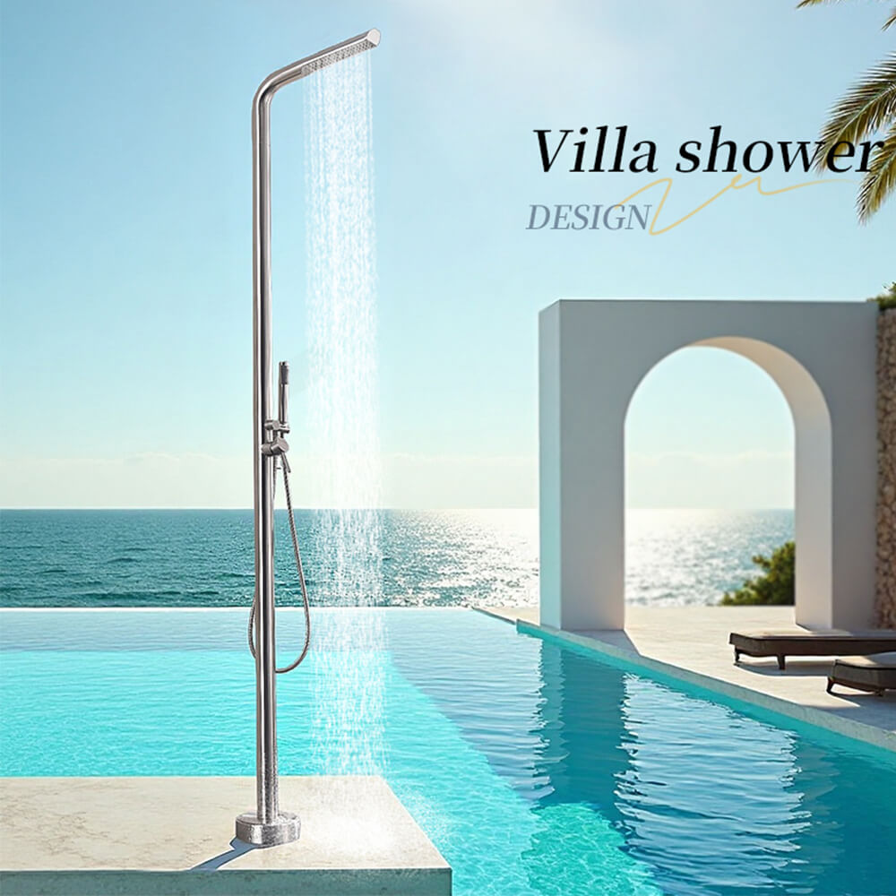Outdoor floor-standing faucet, vertical high-end shower, stainless ...