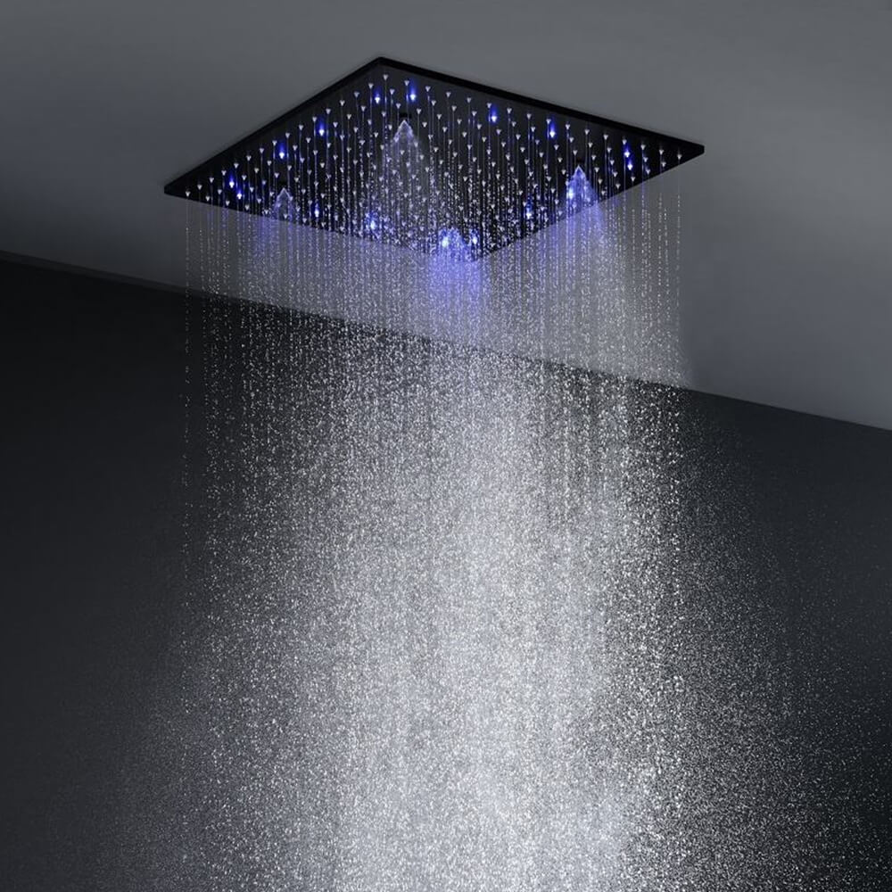 High-quality embedded ceiling LED matte black shower mixer rain spray ...